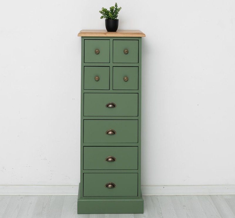 Comoda ingusta cu 8 sertare, blat stejar - PS89-TOP OAK