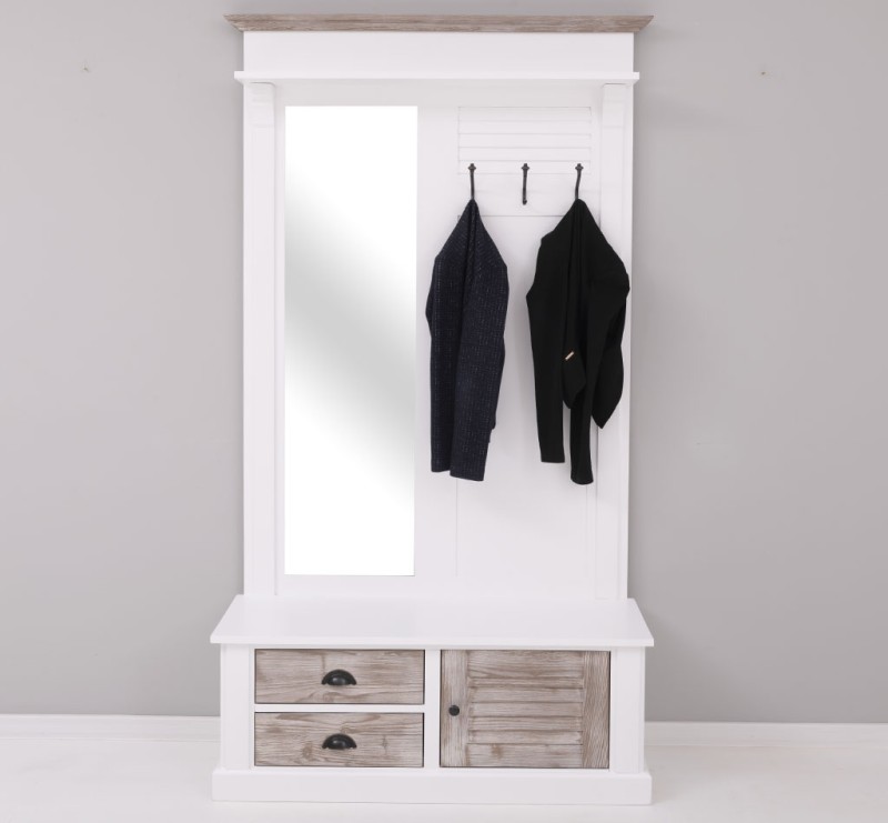 Cuier cu design Shutter cu oglinda, doua sertare, 1 usa - PS722